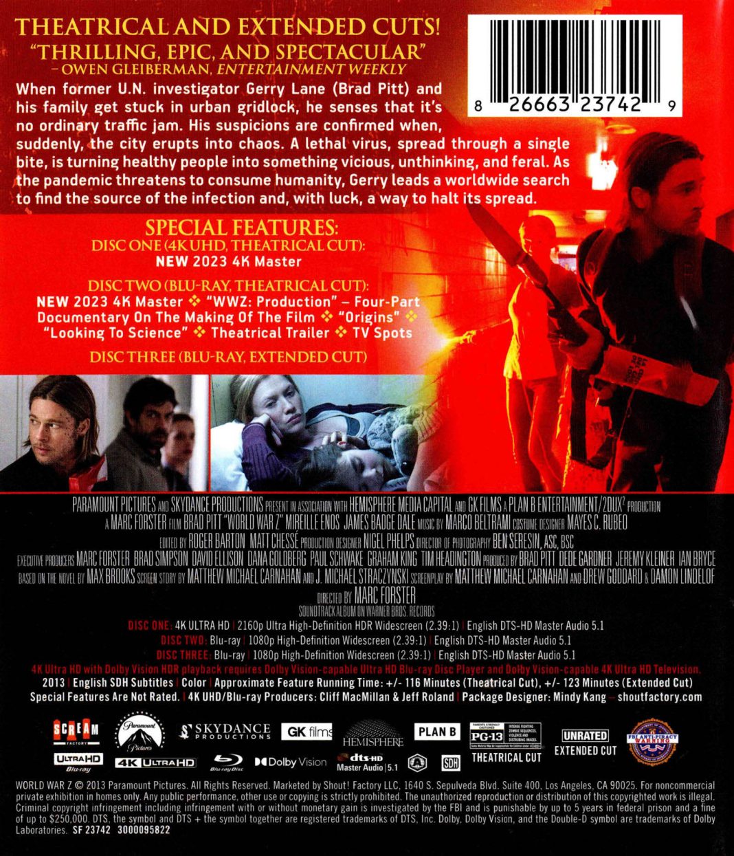 World War Z (2013) Is Releasing In A 3-disc Limited Edition 4k ...