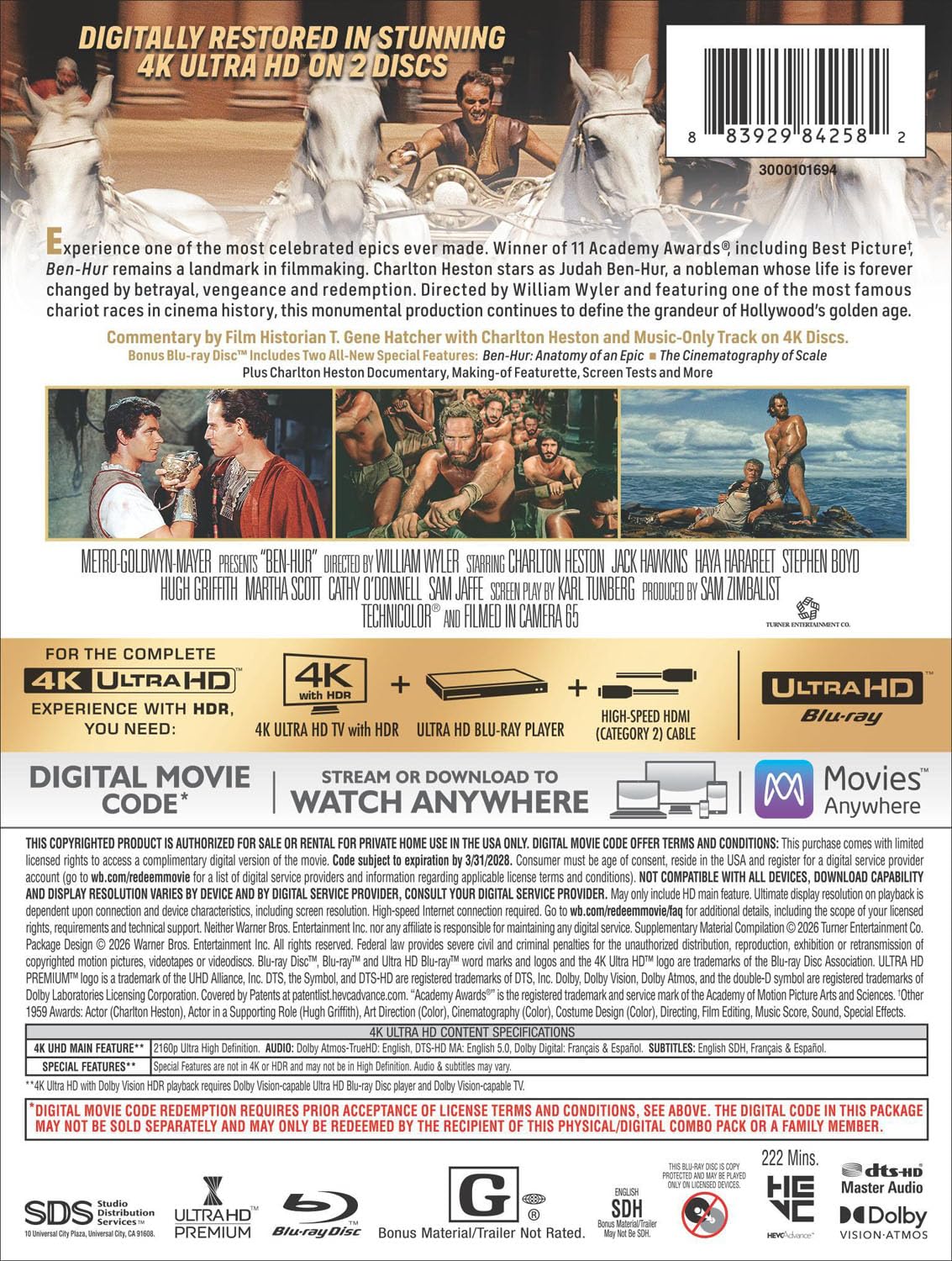 Ben-Hur (1959) 4k Restoration Release Date, Artwork, & New Extras ...